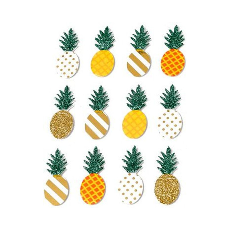 Lot de 12 Stickers Ananas 4,5 x 1,8 cm