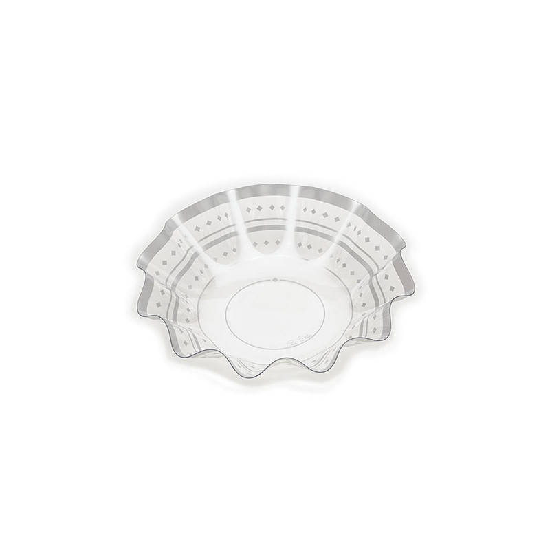 Bol transparent décor argenté 22x22X6,5 cm