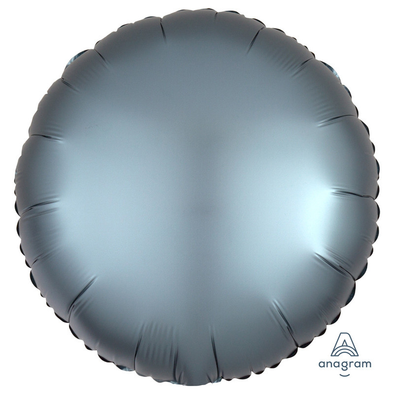 Ballon rond satin luxe bleu acier 43 cm