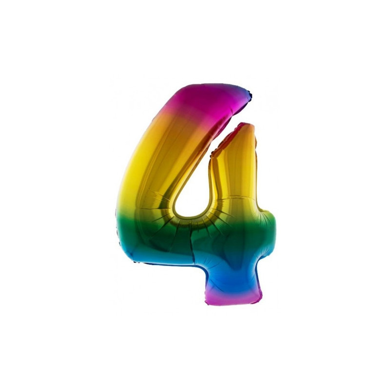Ballon chiffre 4 aluminium multicolore