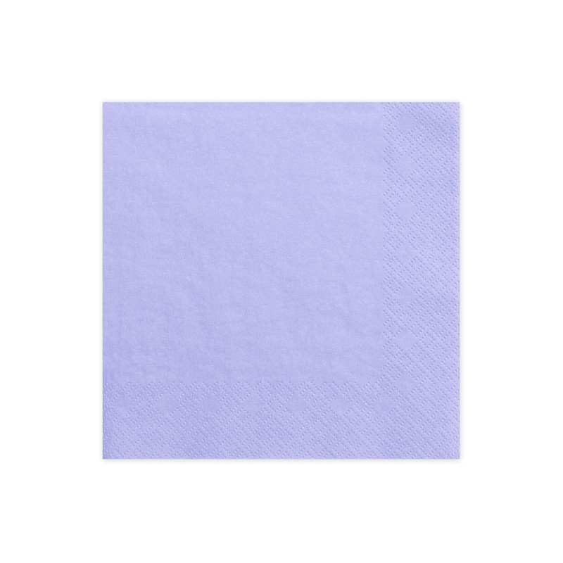 Lot de 20 serviettes en papier lilas 33 x 33 cm